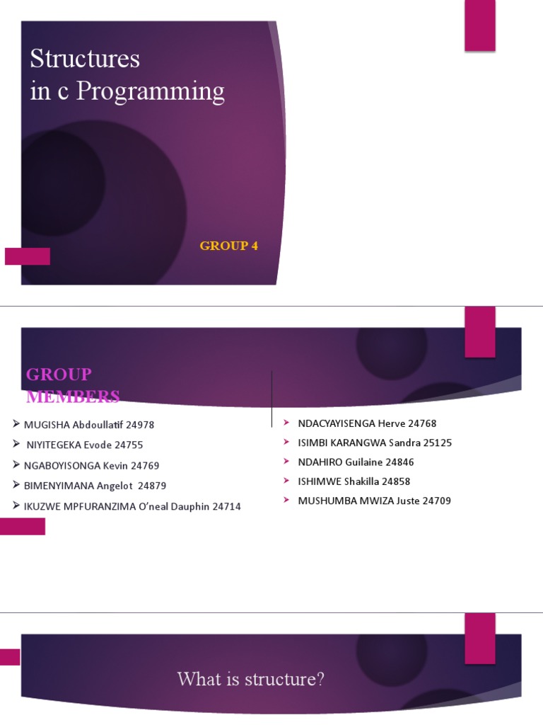 Structure in C Programming Group 4 | PDF | Software Development | Computing