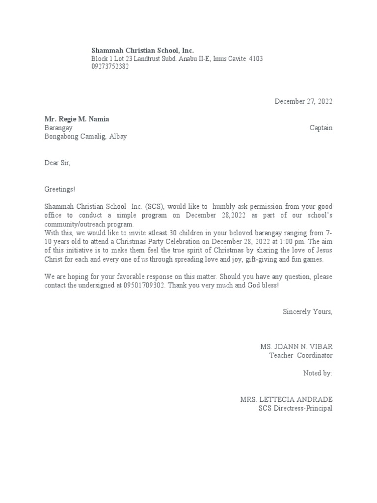 Letter For Outreach | PDF