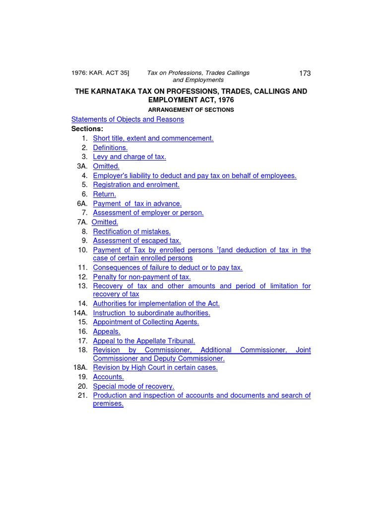 Karnataka PT Act 1976 | PDF | Salary | Taxes