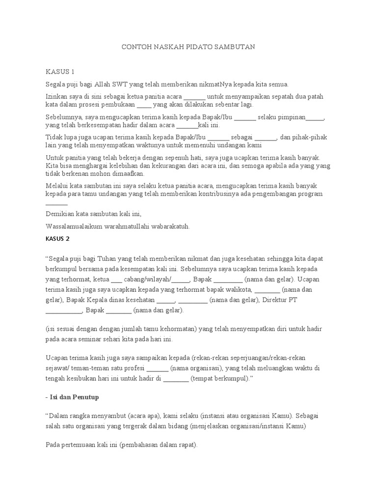 Contoh Naskah Pidato Sambutan | PDF