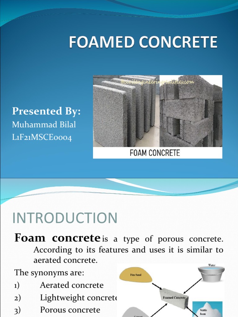Foam Concrete Presentation | PDF | Concrete | Cement