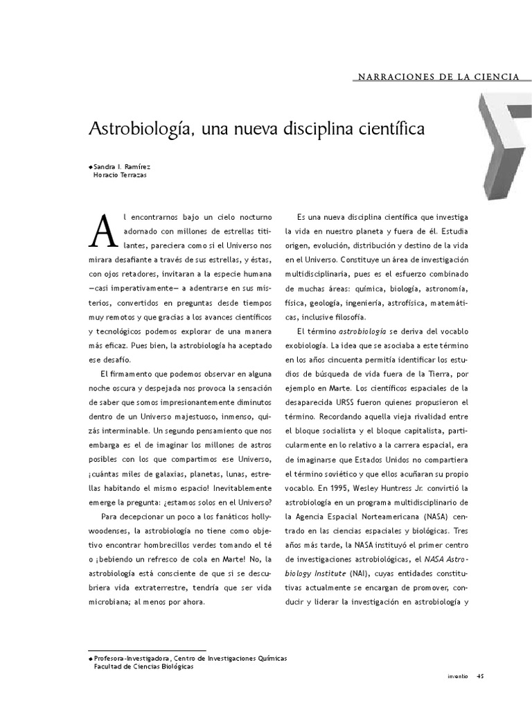 Astrobiología, Una Nueva Disciplina | PDF | Exoplaneta | Astrobiología