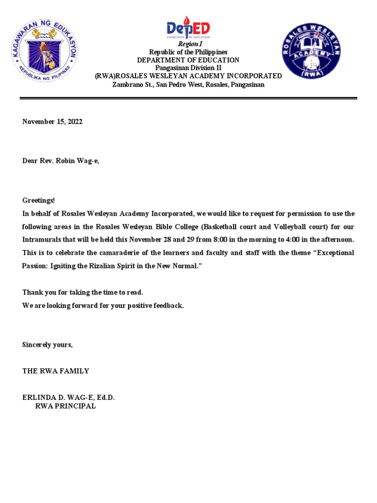 Request Letter For Games | PDF