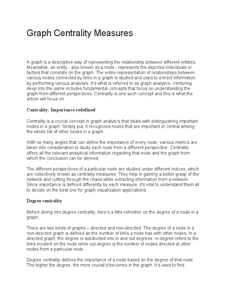 Graph Centrality Measures | PDF | Applied Mathematics | Computing