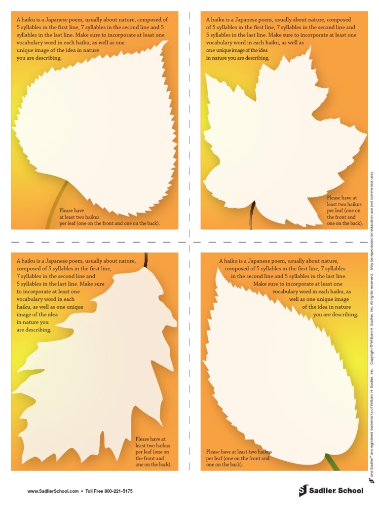 Falling Into Haikus Vocabulary Activity | Download Free PDF | Haiku ...