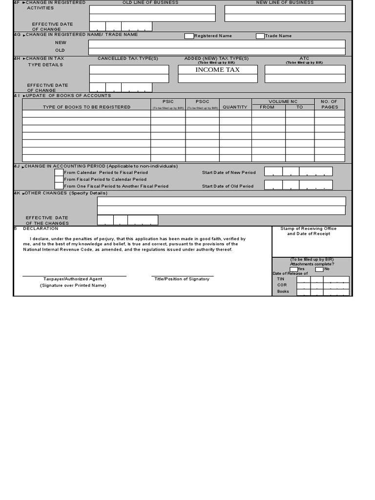 Bir Update Form (1905) | PDF | Taxes | Public Law