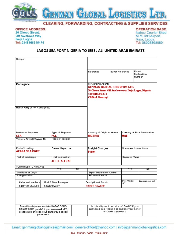 Sea Export Quote | PDF | Trade | Freight Transport