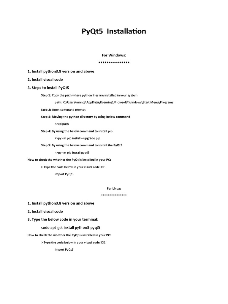 Pyqt5 - INSTALLATION 1 | PDF Pyqt5 - INSTALLATION 1 | PDF