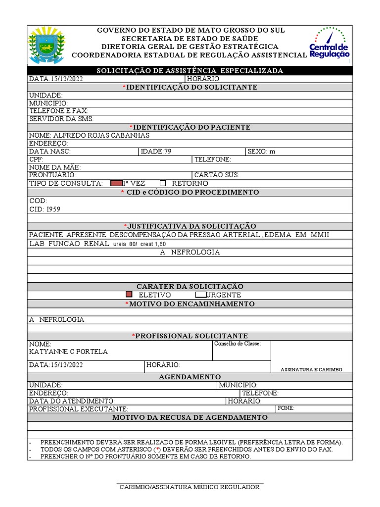 Ficha de Assist. Especializada Apac | PDF