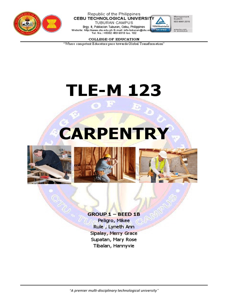 Group 1 BEED 1B Carpentry | PDF | Carpentry | Secondary Sector Of The Economy