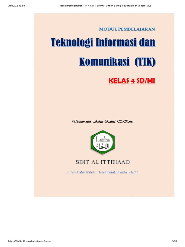 Modul Pembelajaran TIK Kelas 4 SD - MI - Unduh Buku - 1-50 Halaman - FlipHTML5 | PDF