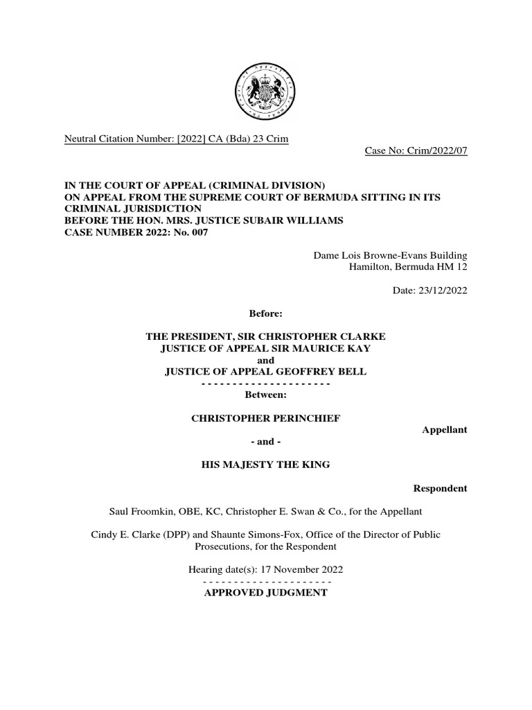 2022.11.04 Perinchief V The King Draft Judgment | PDF | Sentence (Law ...