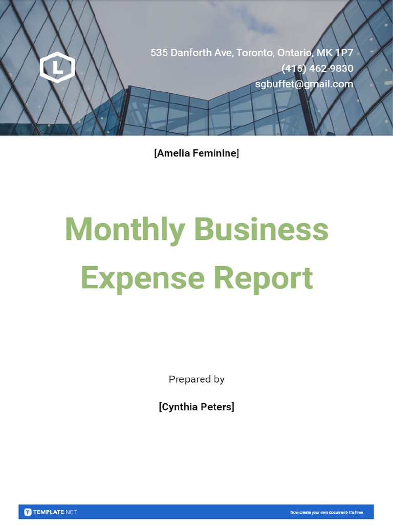 Free Monthly Business Expense Report Template | PDF