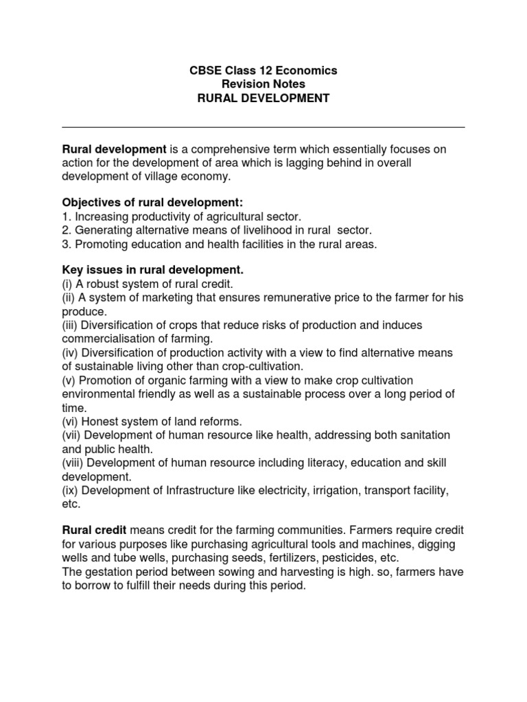 Class 12 Rural Development Notes | PDF | Organic Farming | Agriculture