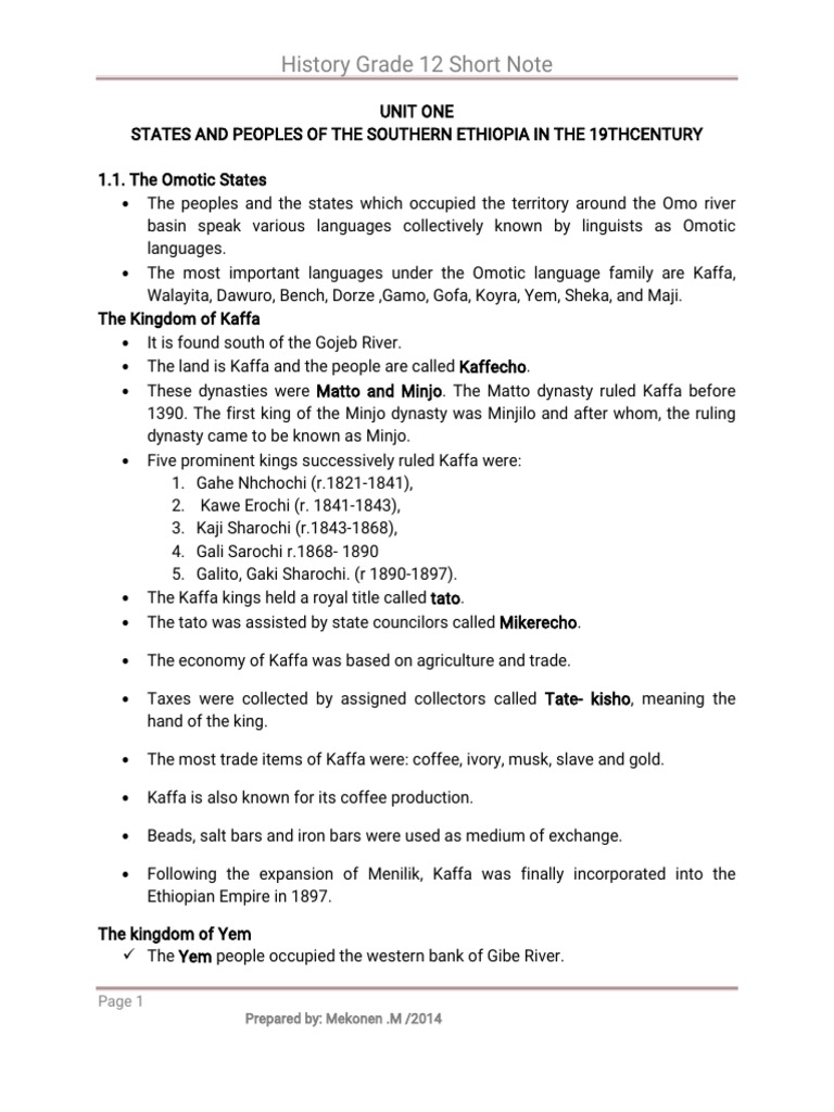 History Unit 1 G-12 | PDF