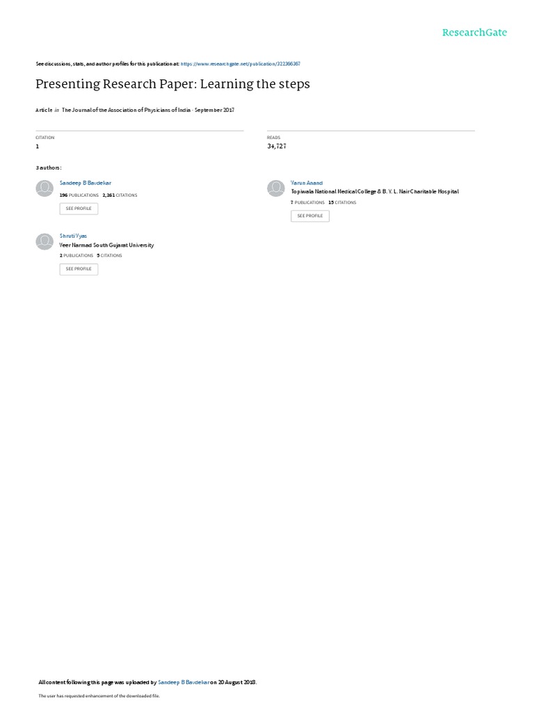 Presenting Research Paper: Learning The Steps: The Journal of The ...