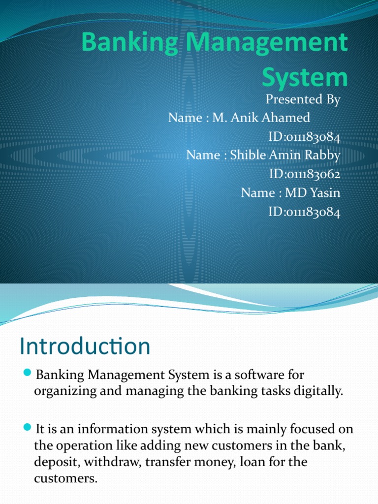 Banking Management System Final | PDF | Banks | Databases