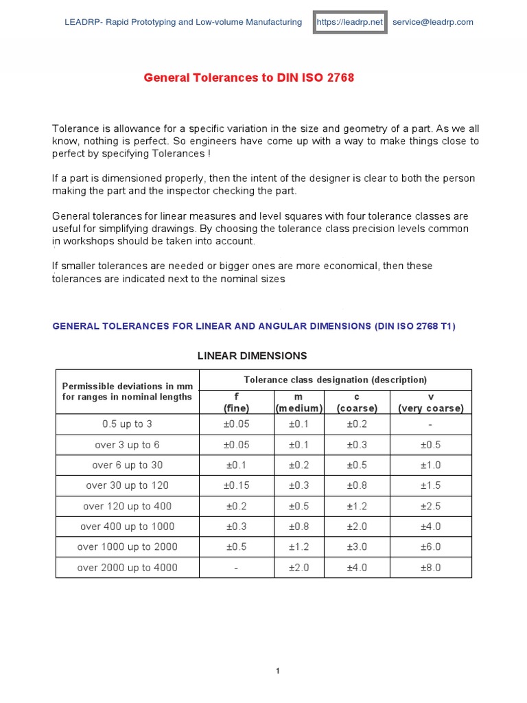 General-Tolerances-DIN-ISO-2768 | PDF | Engineering Tolerance | Metrology