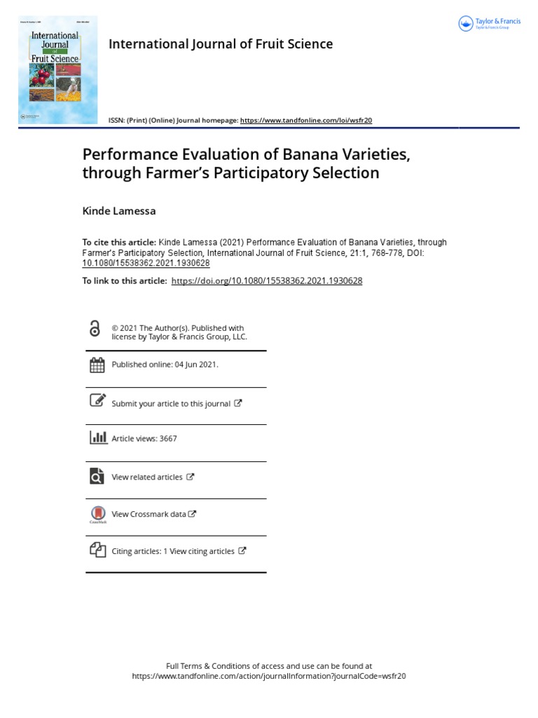 Performance Evaluation of Banana Varieties Through Farmer S Participatory Selection | PDF ...