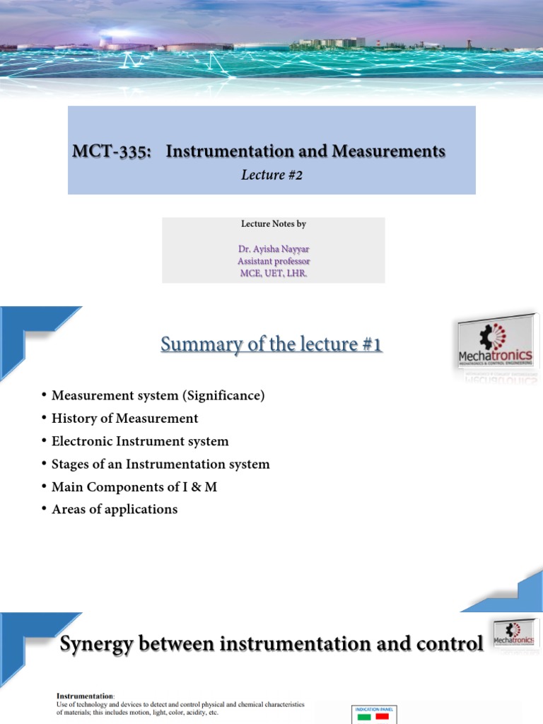 LECTURE # 2 & 3 of Instrumentation and Measurement | PDF | Accuracy And Precision | Sensor