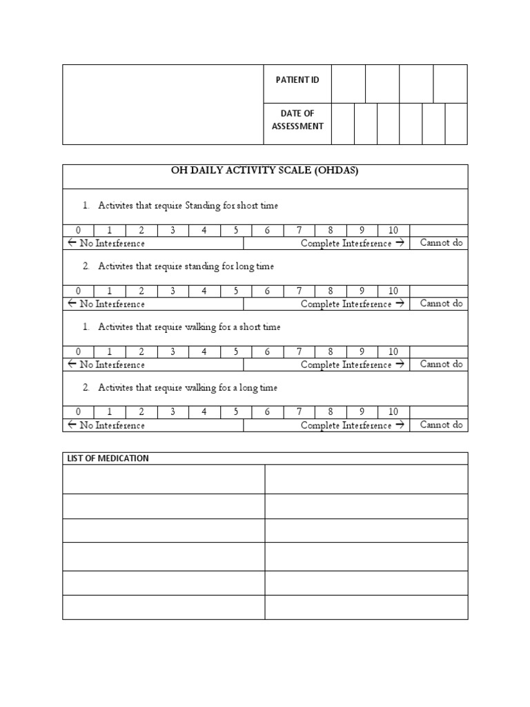 7 Modified OH DAILY ACTIVITY SCALE PDF | PDF | Nervous System | Health ...