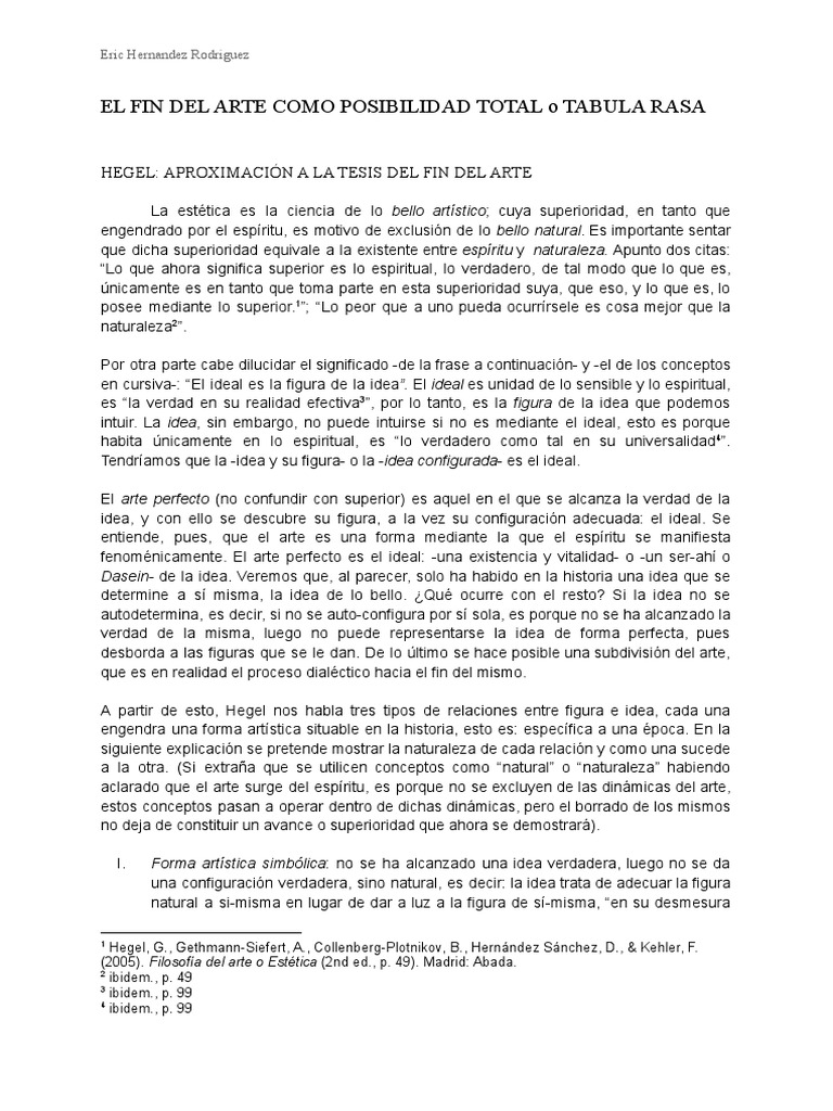 Eric Hernandez - EL FIN DEL ARTE COMO POSIBILIDAD TOTAL o TABULA RASA | PDF | Georg Wilhelm ...