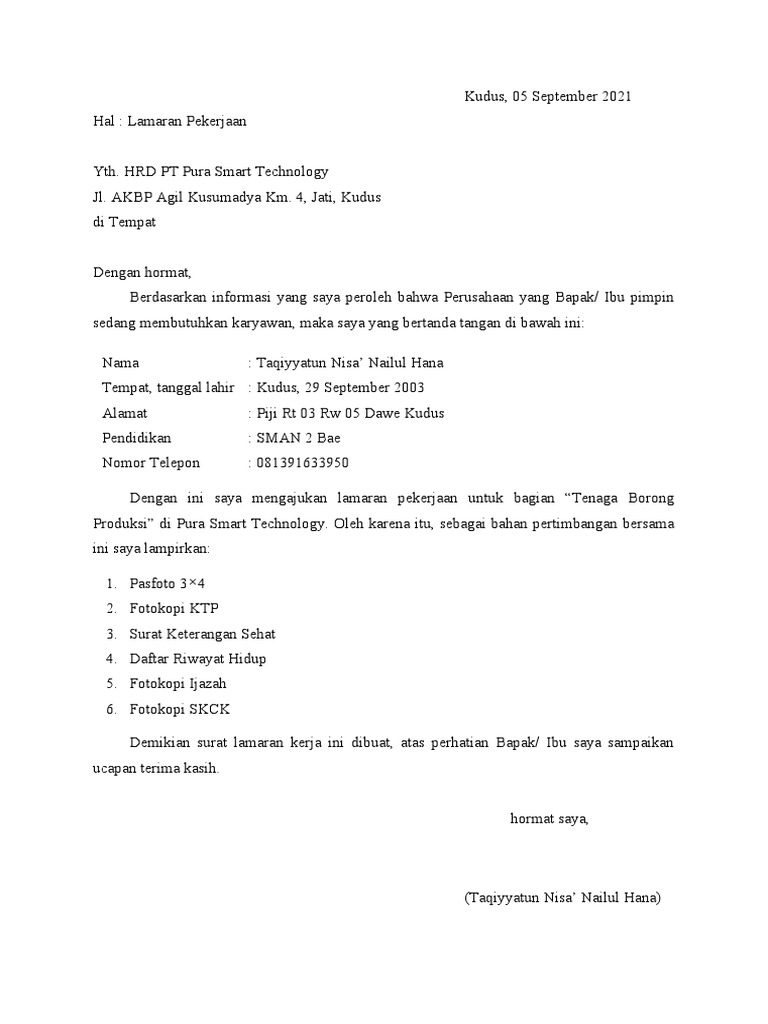 Lamaran Kerja di PT Pura Smart Technology | PDF | Karier & Perkembangan ...