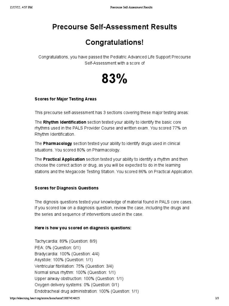 Course Exercise - PALS Precourse Self-Assessment and Precourse Work ...