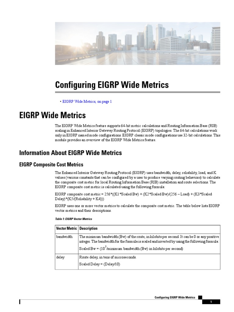 Configuring EIGRP Wide Metrics | PDF | Computer Networking | Data ...