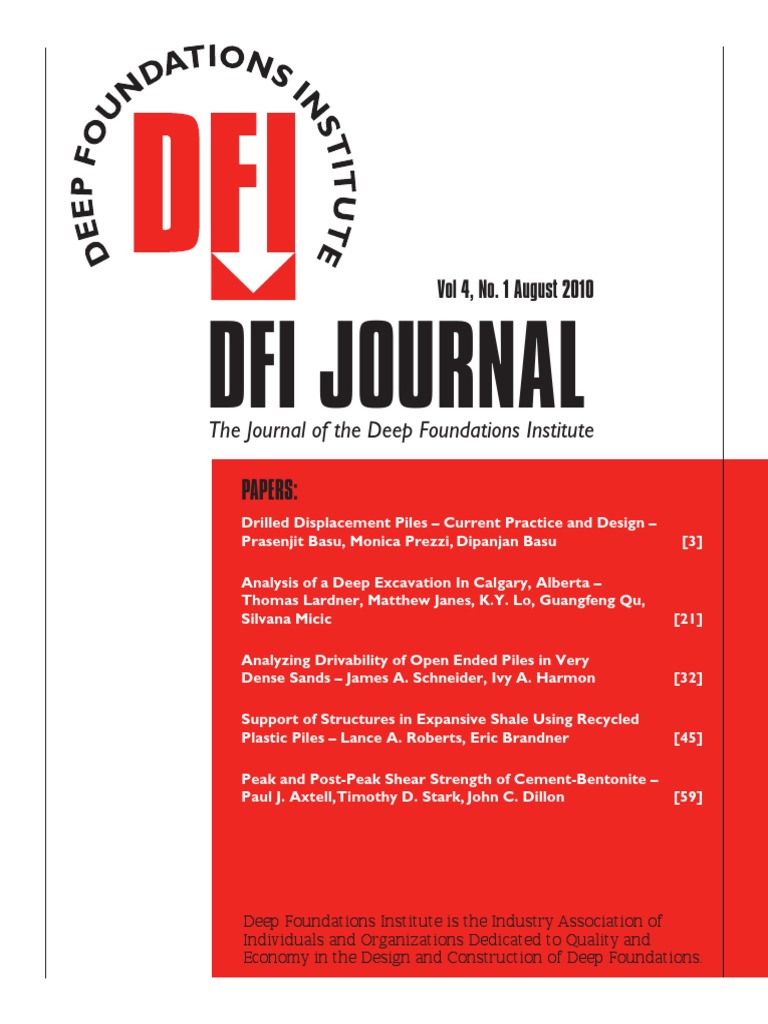 DFI Journal - August 2010 | PDF | Deep Foundation | Casing (Borehole)