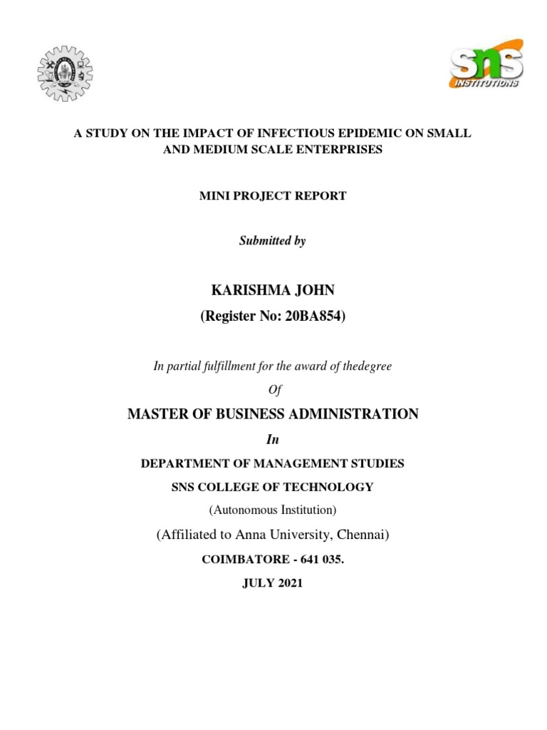 Karishma Mini Project-1 | PDF | Small And Medium Sized Enterprises | Employment