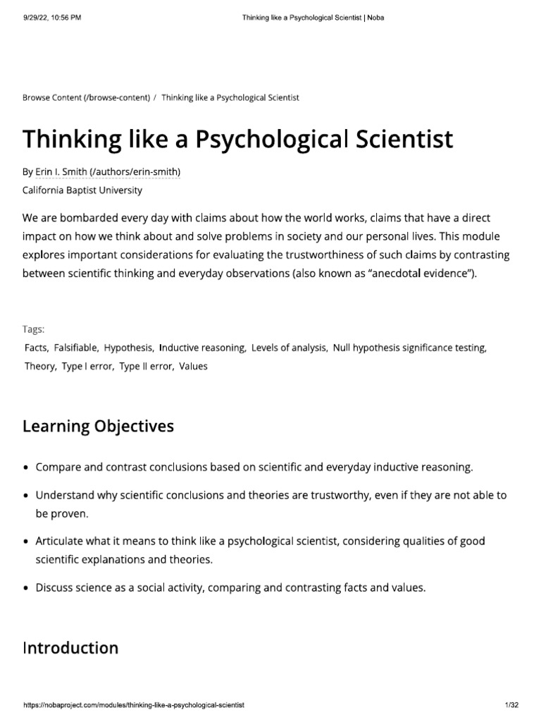 Thinking Like A Psychological Scientist | PDF