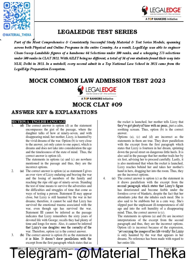 Telegram-@Material - Theka: Legaledge Test Series | PDF