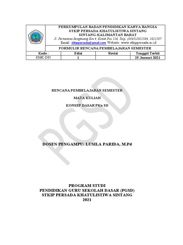 13 RPS Konsep Dasar PKN | PDF