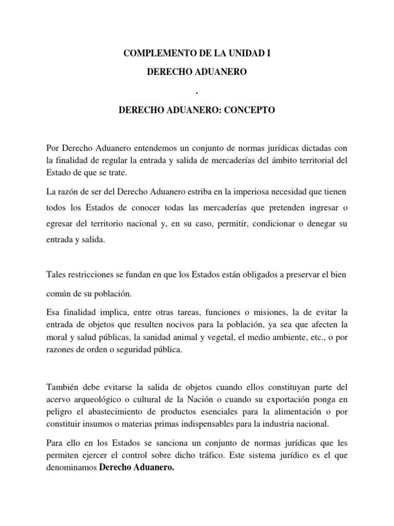 Derecho Aduanero. Material Complementario | PDF | aduana | Arancel