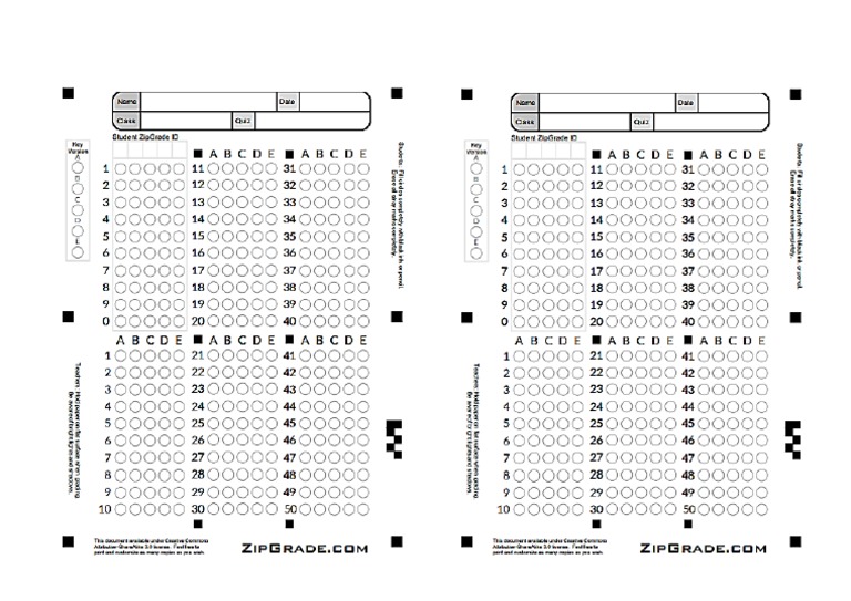 zipgrade-50-Question-Form (1) | PDF