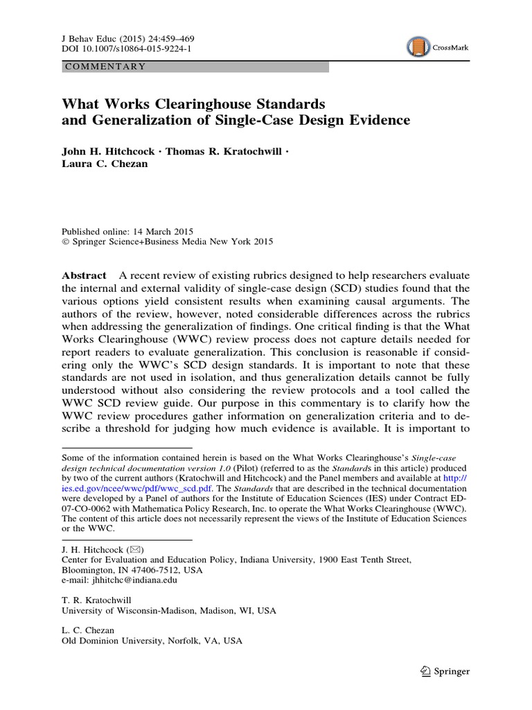 Clarifying How the What Works Clearinghouse Reviews Address ...