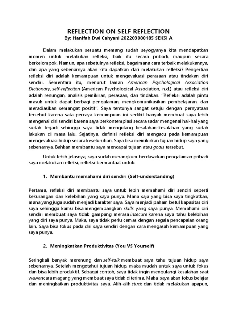REFLECTING ON SELF-REFLECTION | PDF