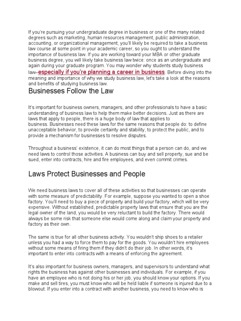 Business Law | PDF | Employment | Business