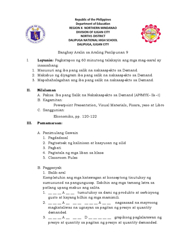 Lesson Plan AP 9 Demand | PDF