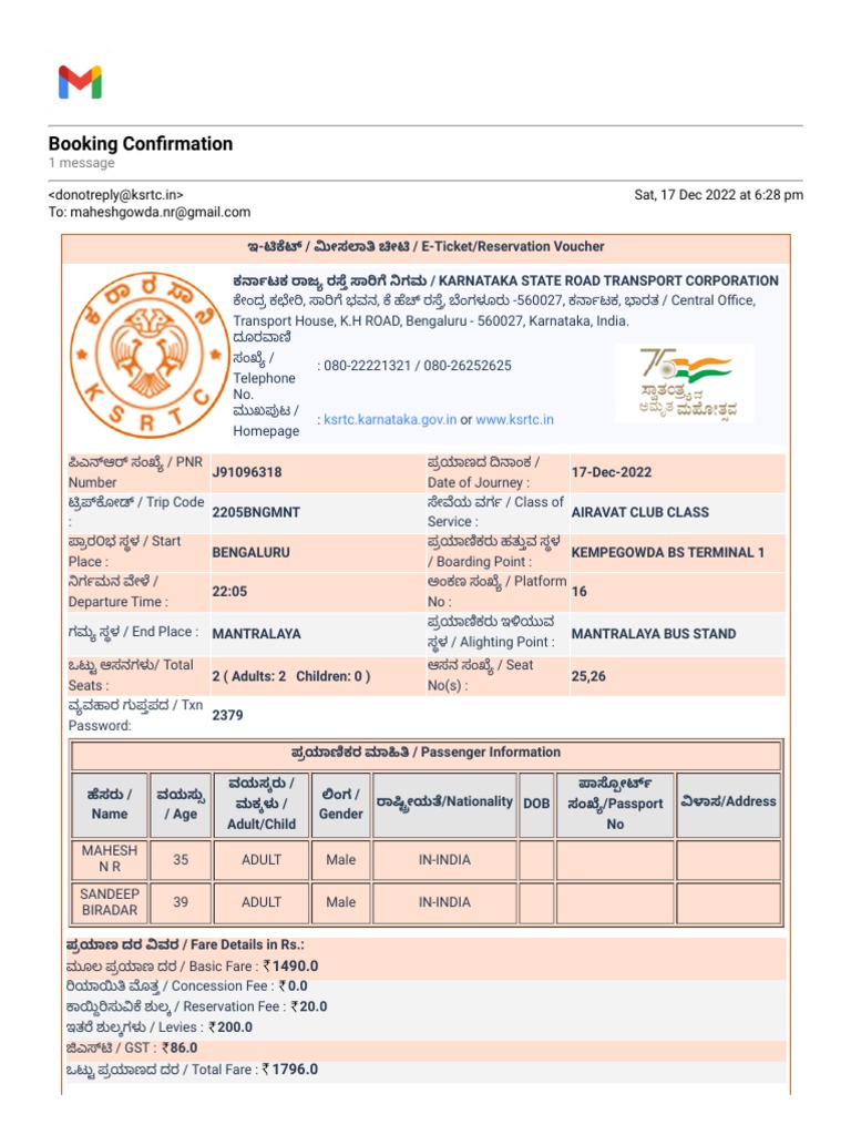 Gmail - Booking Confirmation | PDF