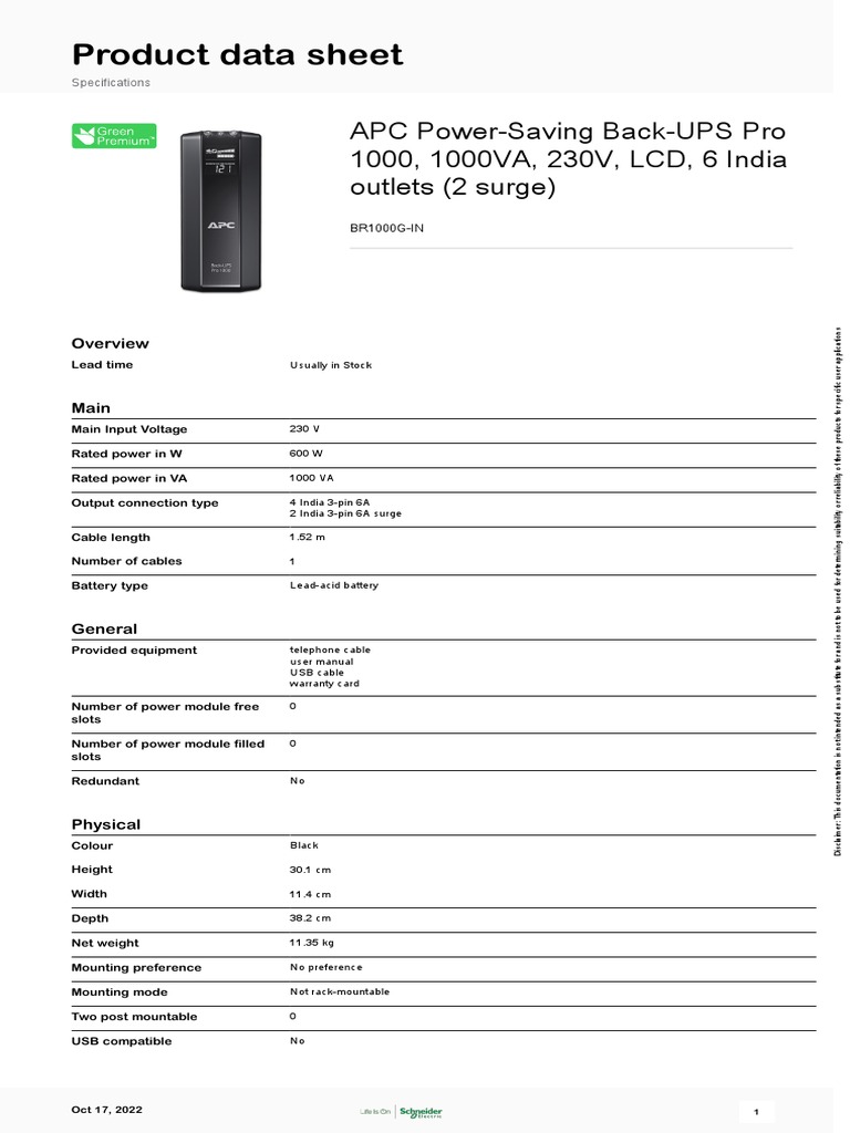 Back Ups Pro Br1000g in | PDF | Mains Electricity | Usb