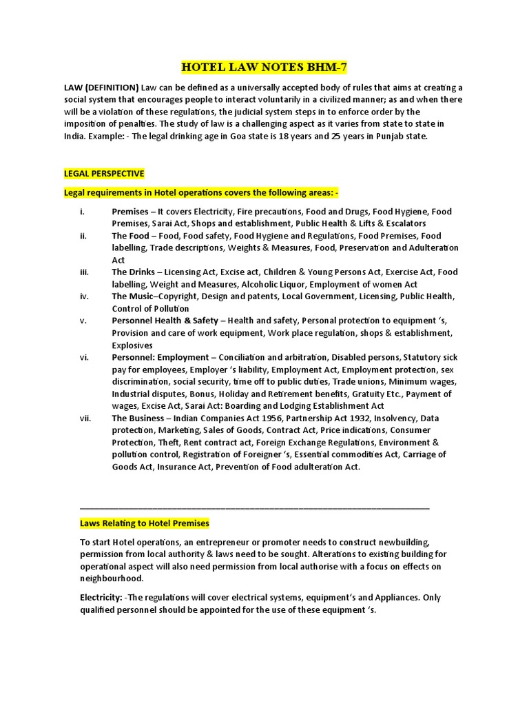 Hotel Law BHM7 | PDF | Employment | Regulation