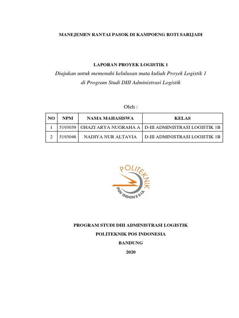 Proyek Logistik 1 - Manajemen Rantai Pasok | PDF | Karier ...
