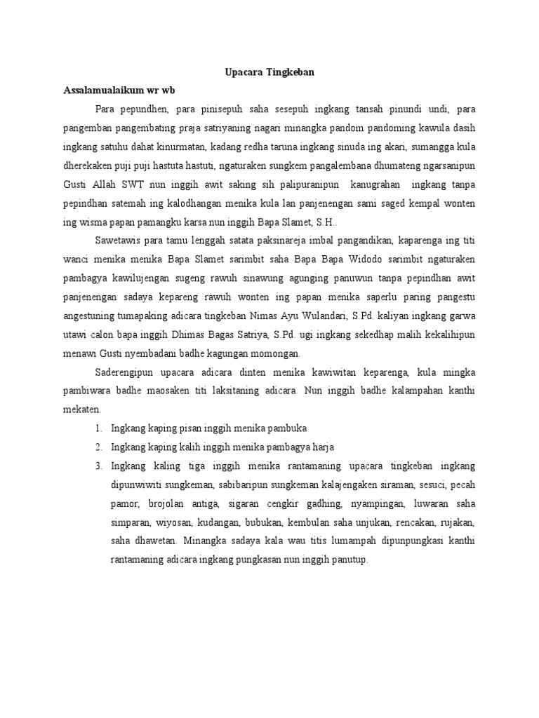 Teks MC Upacara Tingkeban | PDF