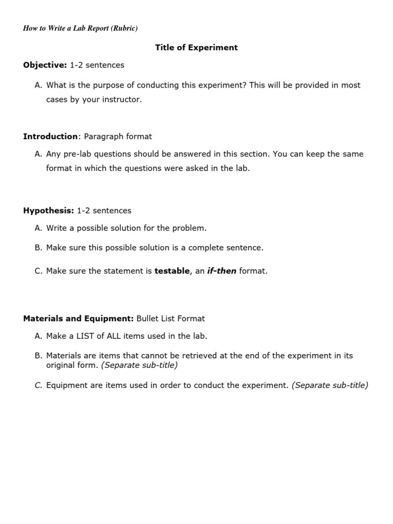 How To Write A Lab Report (Revised) | PDF | Experiment | Hypothesis