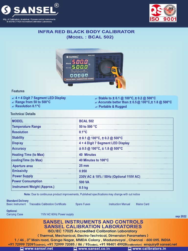 Black Body Source BCAL 502 v2 | PDF