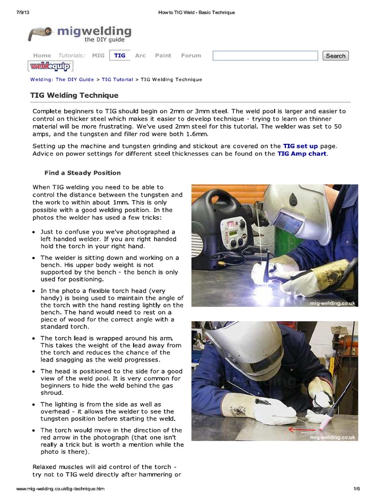 How To TIG Weld - Basic Technique | PDF