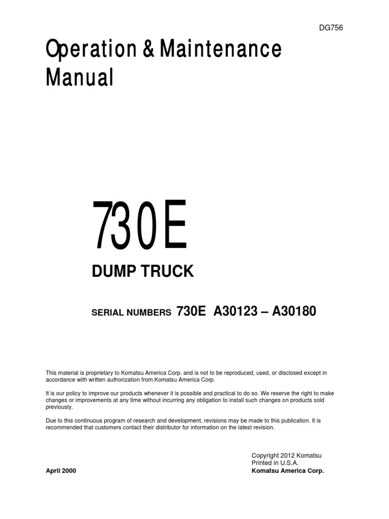730E (USA) DG756 Operation & Maintenance | PDF