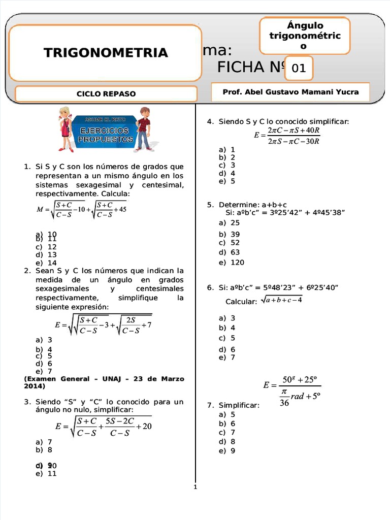 PDF Trigonometria Banco de Preguntas de La Una Puno Compress | PDF | Geometría triangular ...
